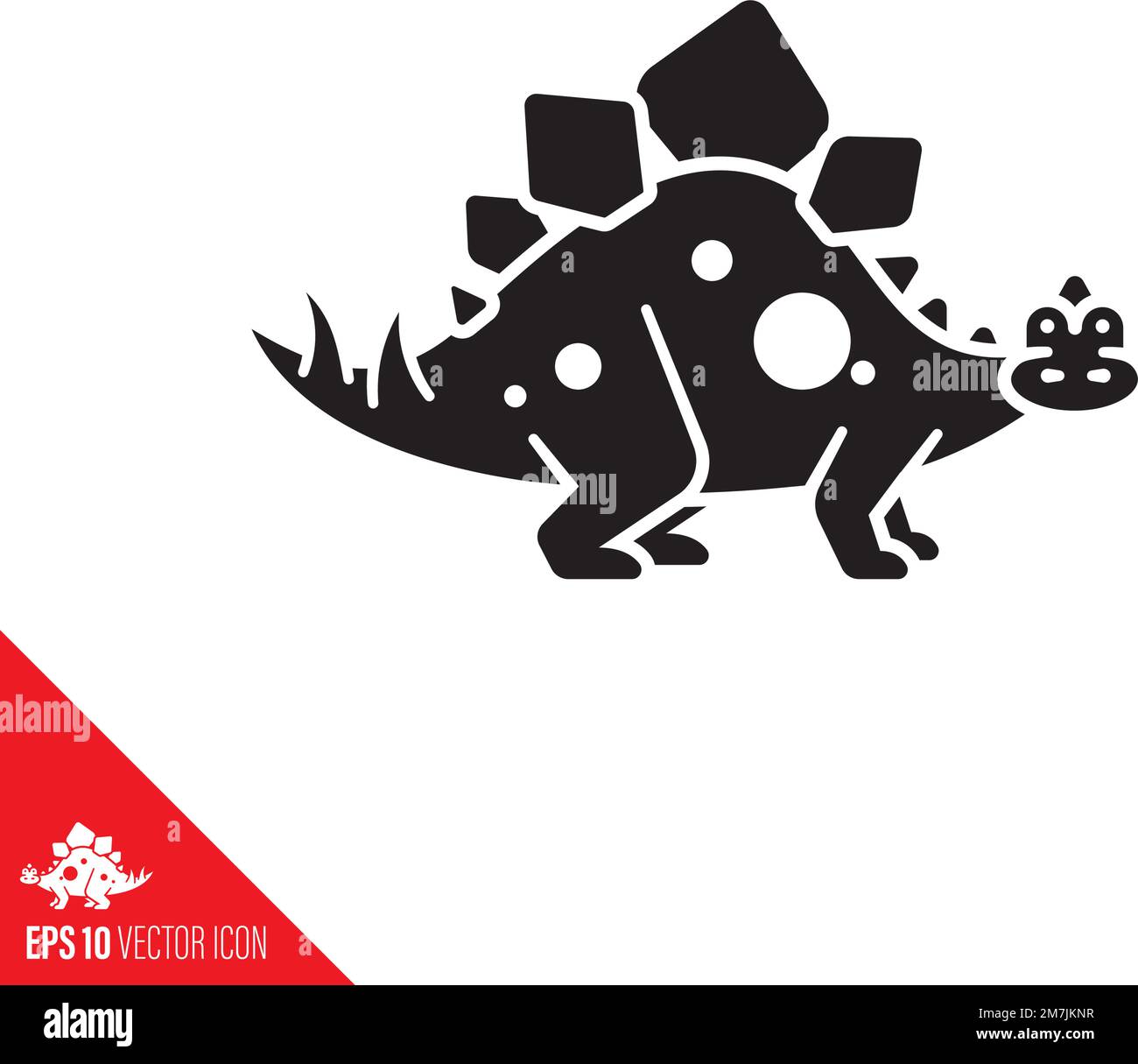 Stegosaurus cartoon character vector glyph icon. Extinct reptile ...