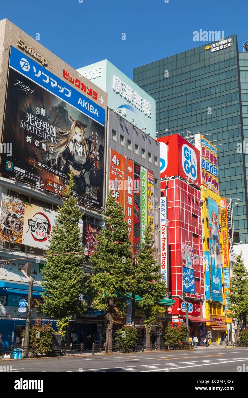 Japan, Honshu, Tokyo, Akihabara, Street Scene with Colourful Stores Stock Photo - Alamy