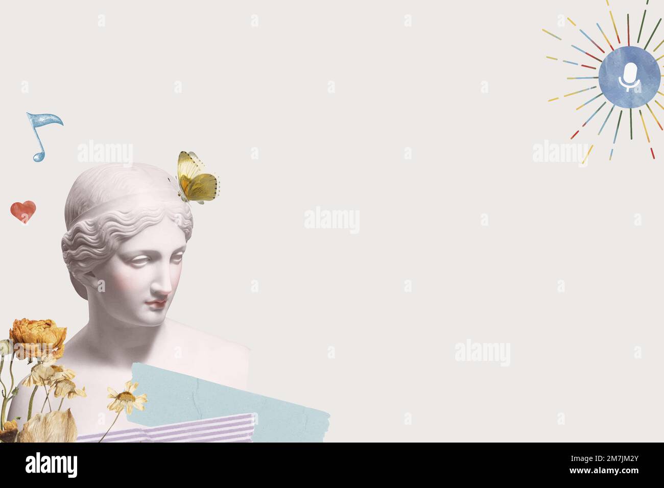 Greek goddess statue vector border aesthetic mixed media Stock Vector ...