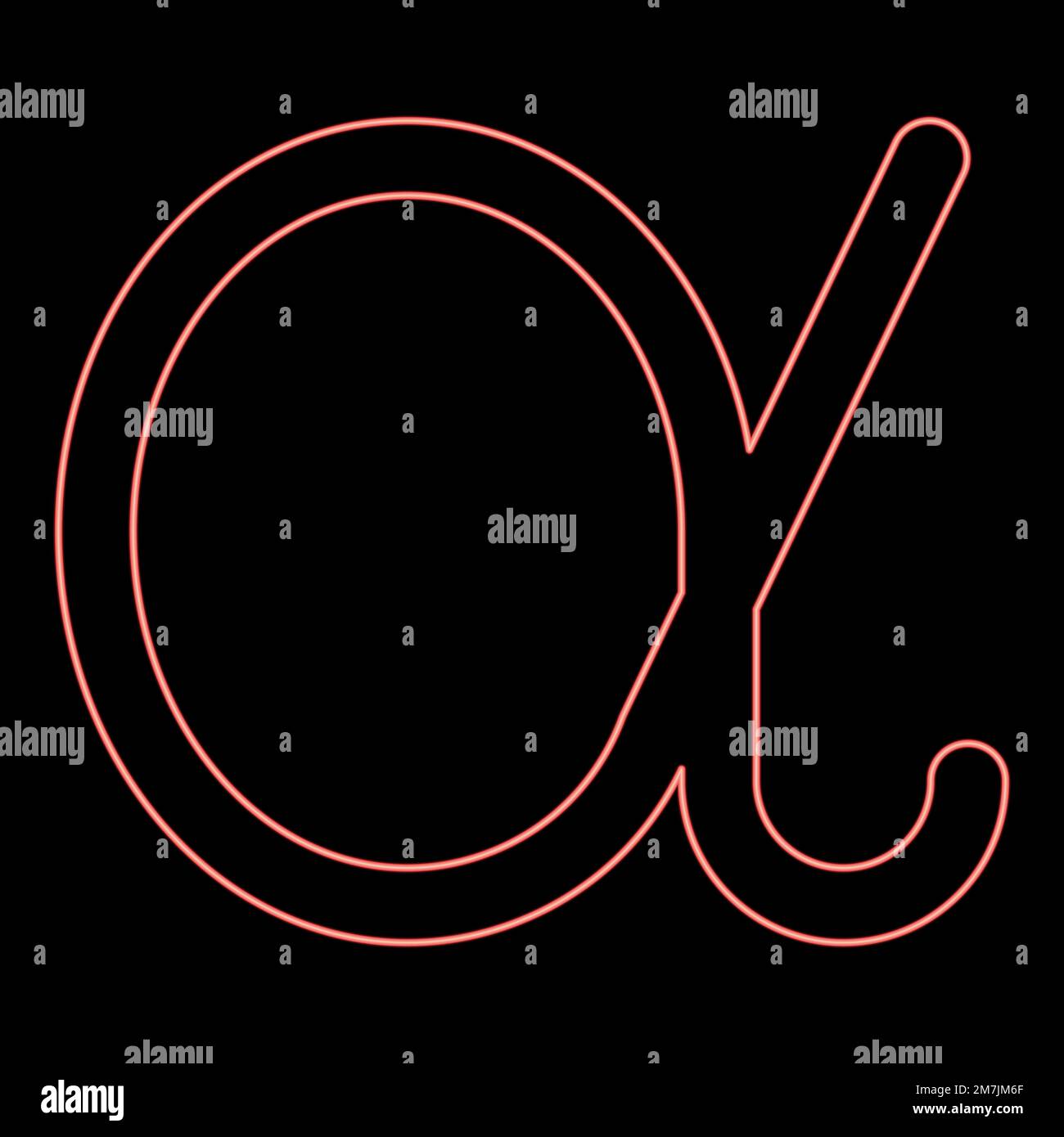 Neon alpha greek symbol small letter lowercase font red color vector ...