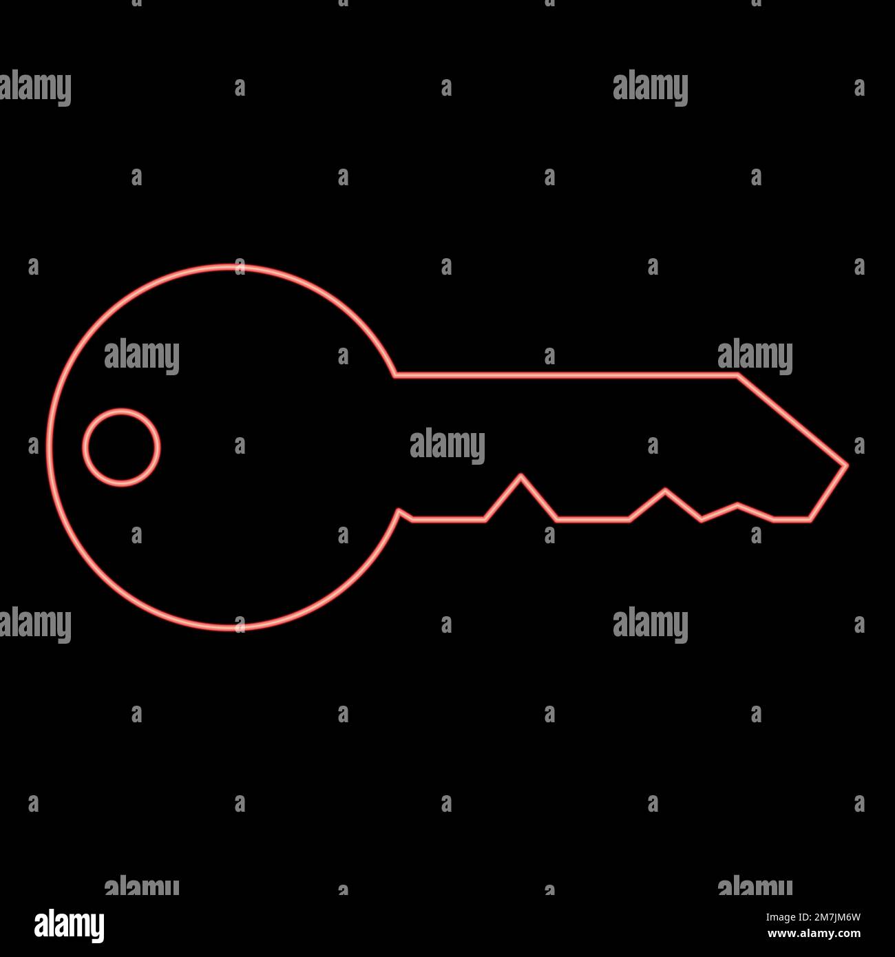 Neon key English classic type for door lock Concept private red color ...