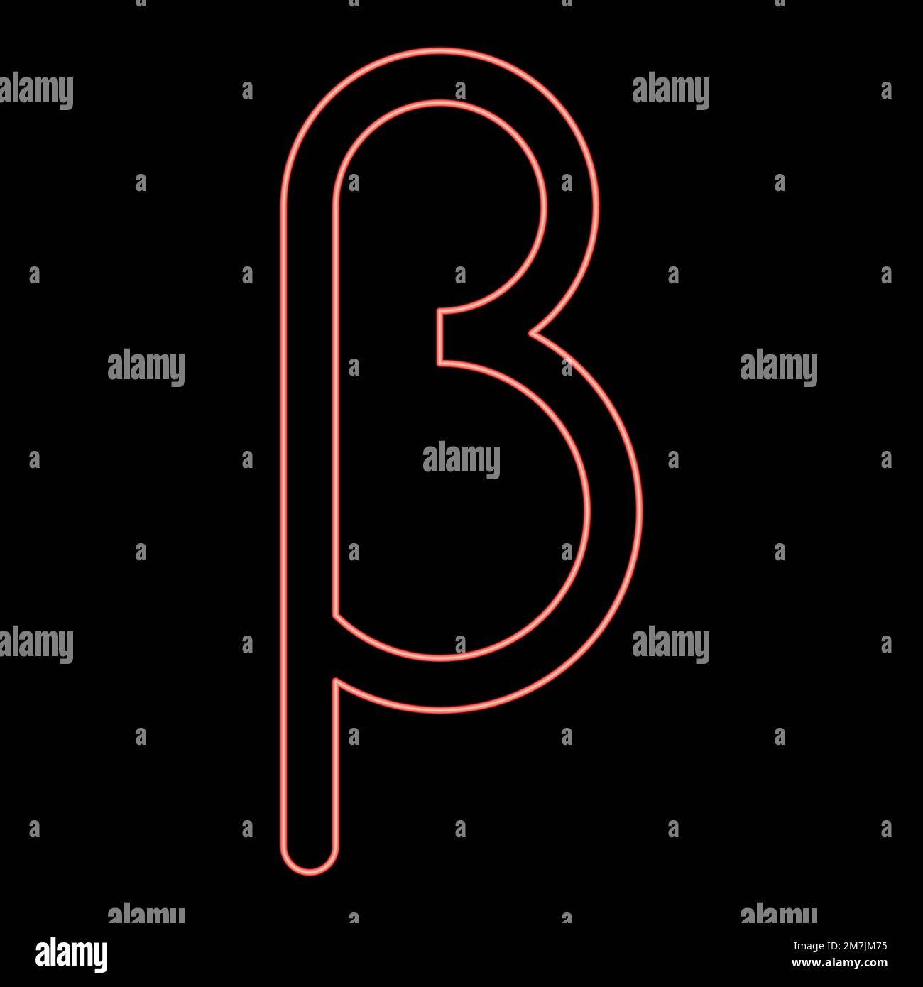 Neon beta greek symbol small letter lowercase font red color vector ...