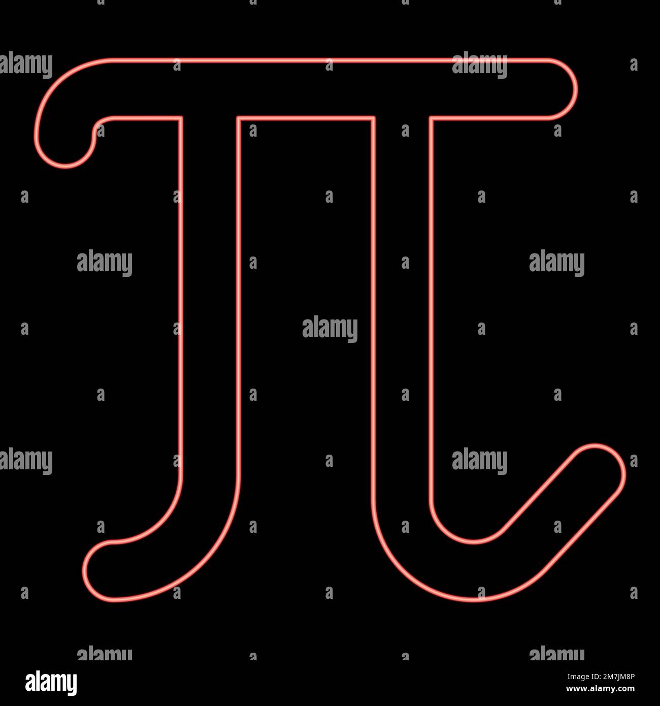 Neon pi greek symbol small letter lowercase font red color vector ...