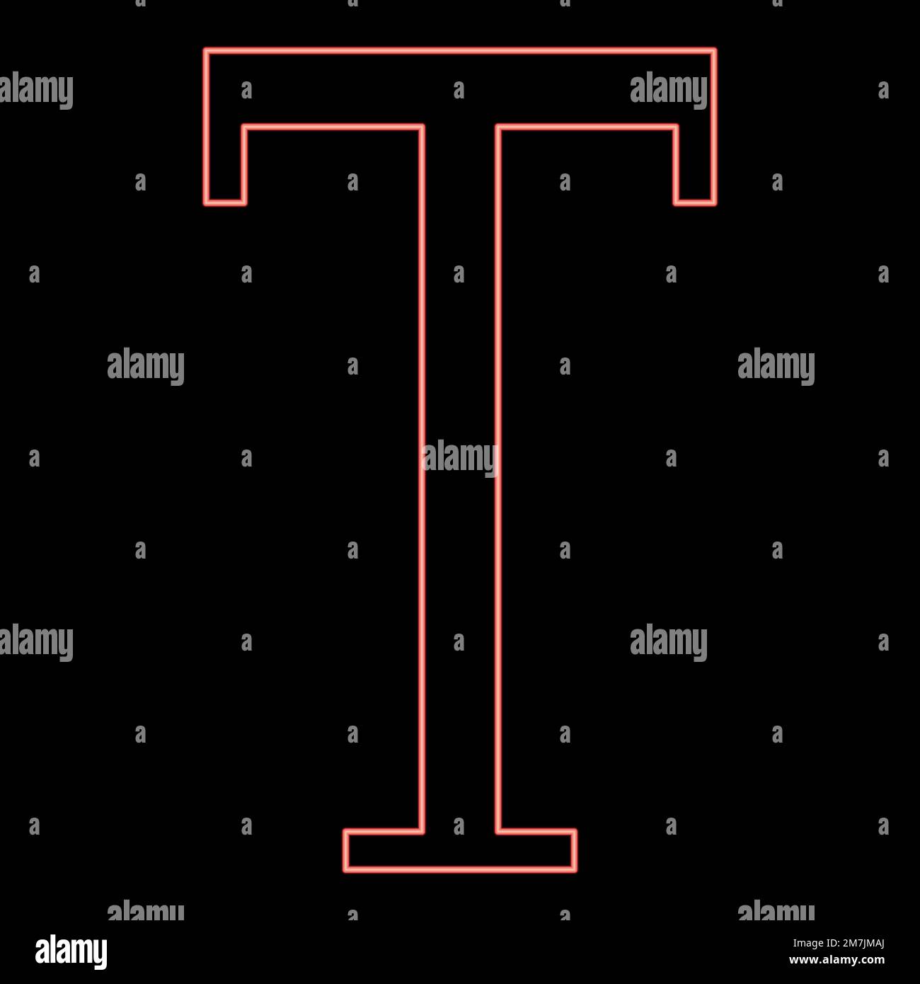 Neon tau greek symbol capital letter uppercase font red color vector ...