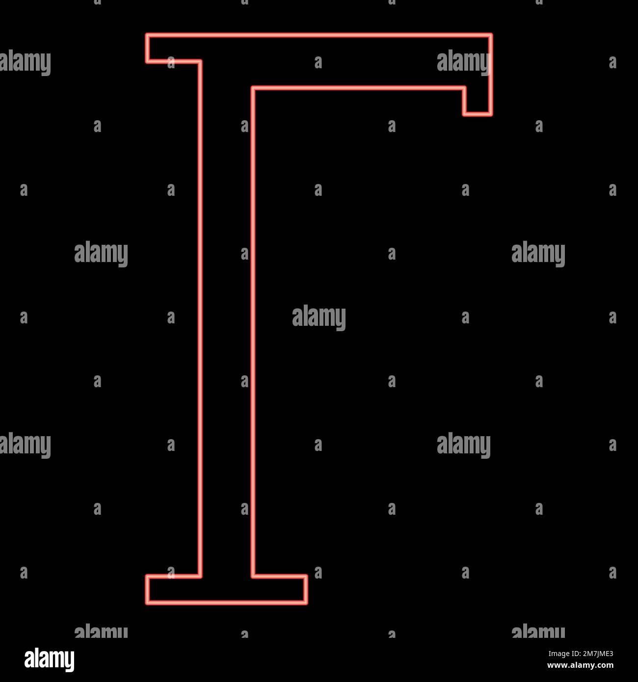 Neon gamma greek symbol capital letter uppercase font red color vector ...