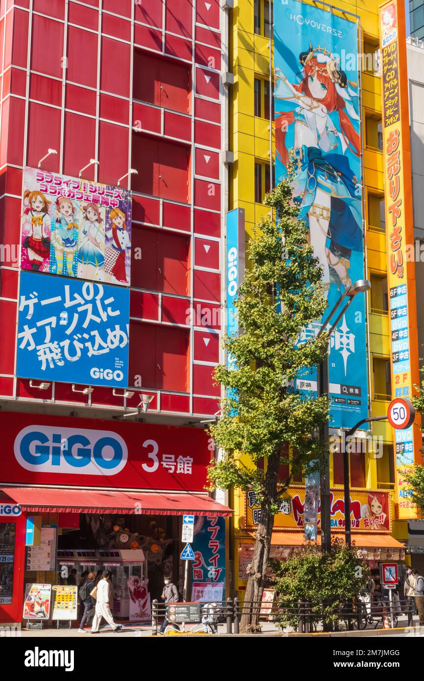 Japan, Honshu, Tokyo, Akihabara, Street Scene with Colourful Stores Stock Photo - Alamy