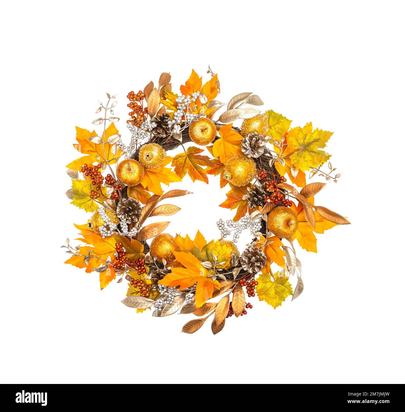 Dried floral wreath isolated on white background. Autumn home decor ...