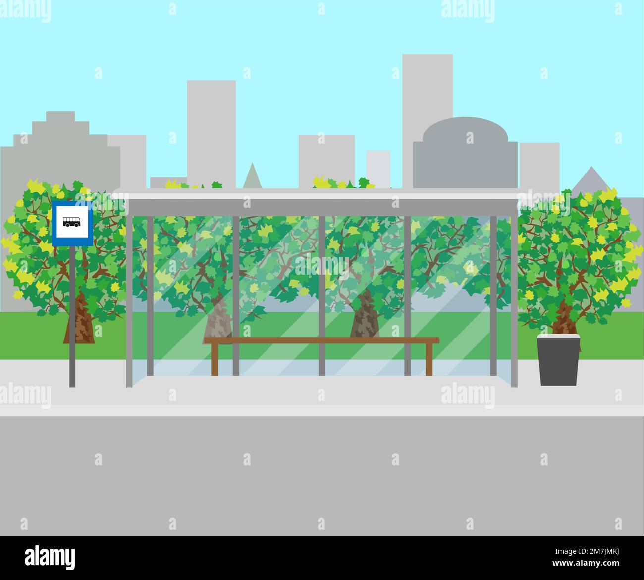 bus stop, front view. Vector illustration. Eps 10 Stock Vector Image ...