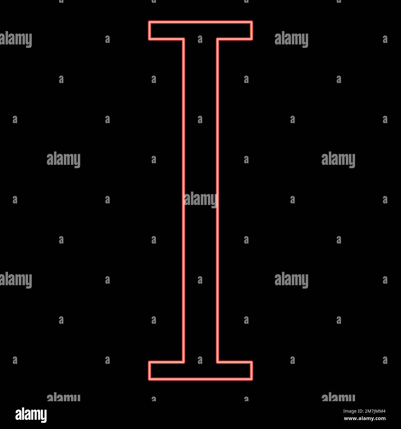 Neon iota greek symbol capital letter uppercase font red color vector ...