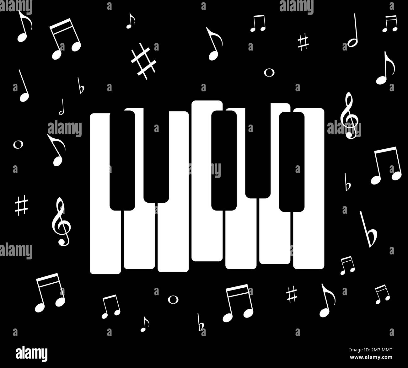 music icon, with piano and musical notes. Vector illustration. Eps 10 ...