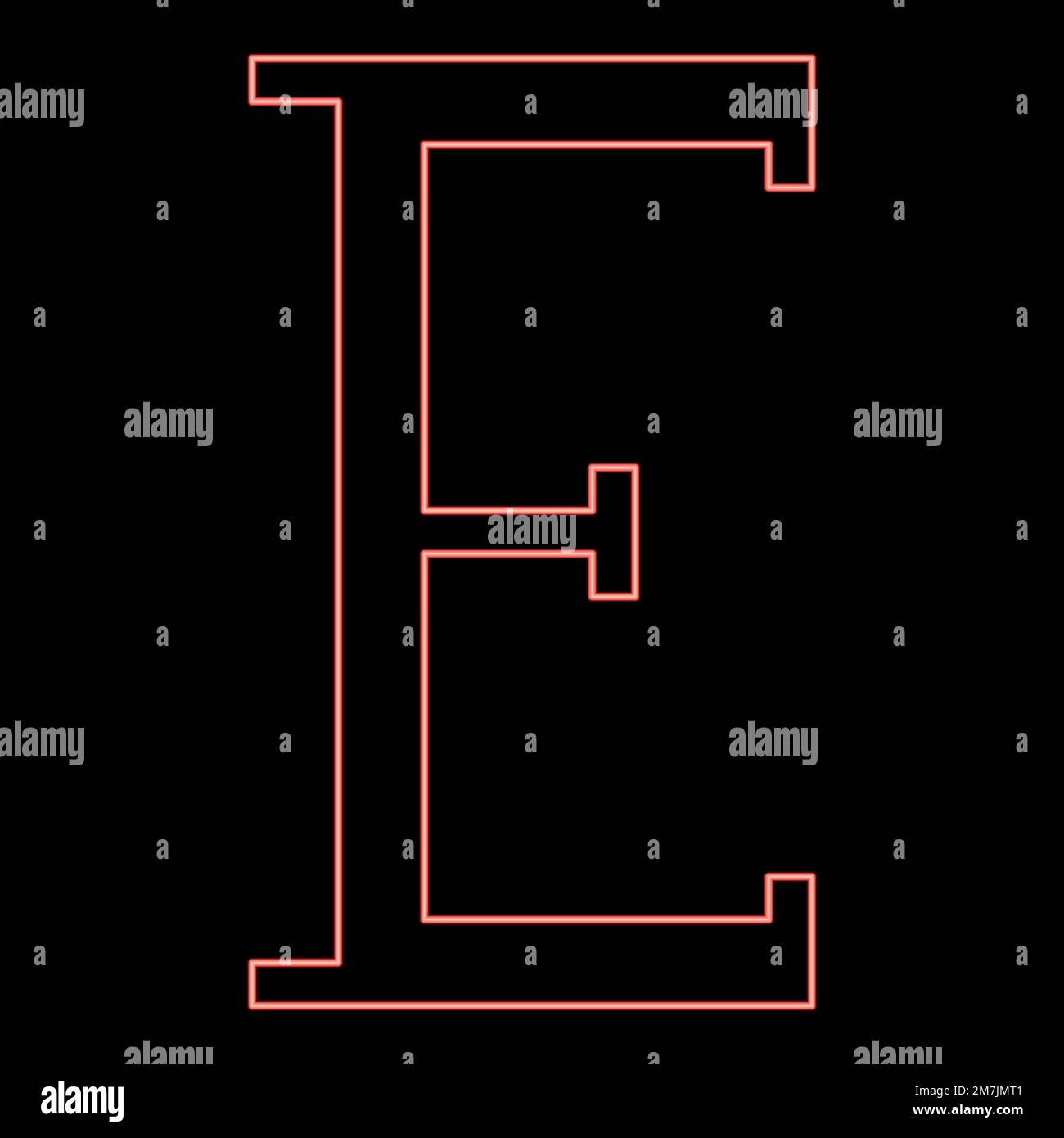 Neon epsilon greek symbol capital letter uppercase font red color ...