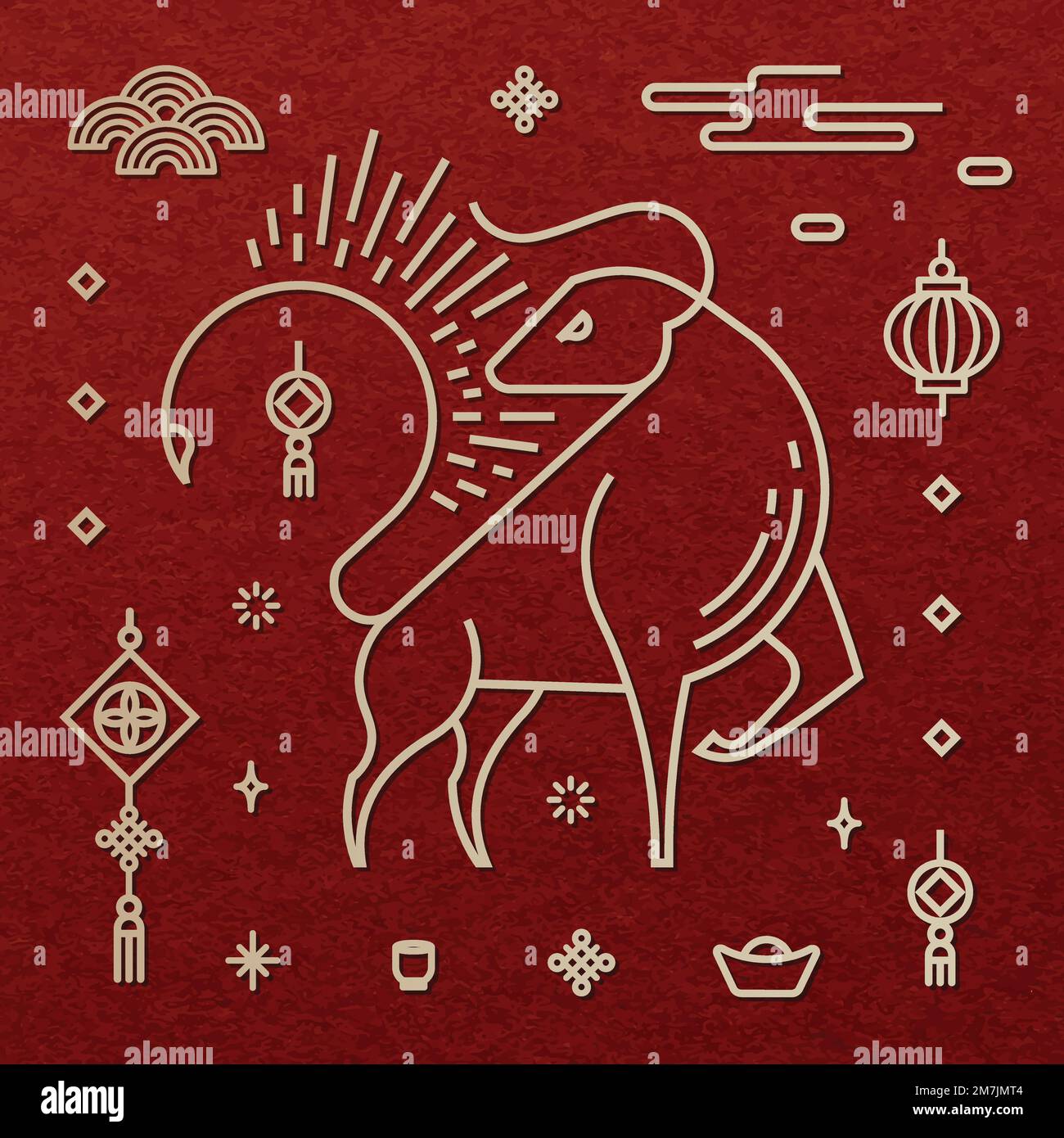 Chinese Ox Year gold vector design elements set Stock Vector Image ...