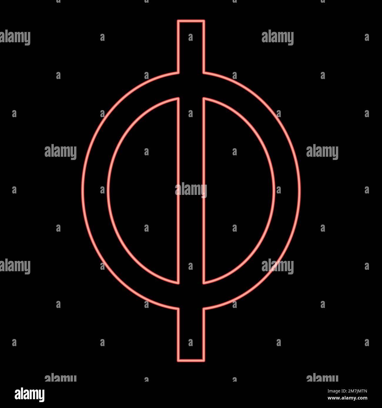 Neon phi greek symbol small letter lowercase font red color vector ...