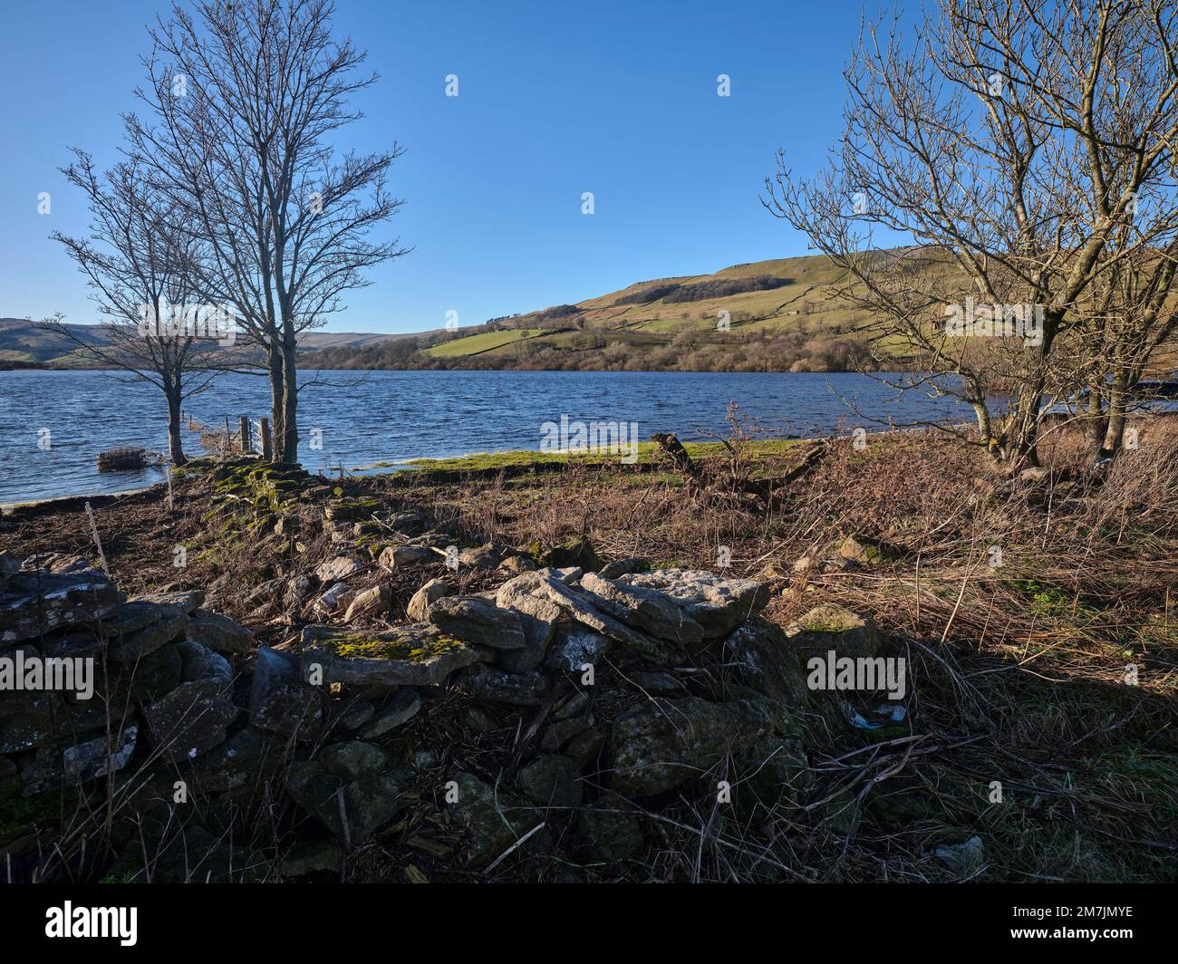 With a submerged gate and fence, From the northern shore of Semerwater ...