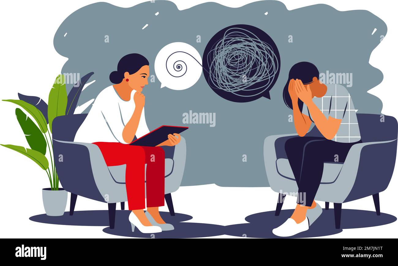 Woman During A Mental Therapy Session With A Psychotherapist Or