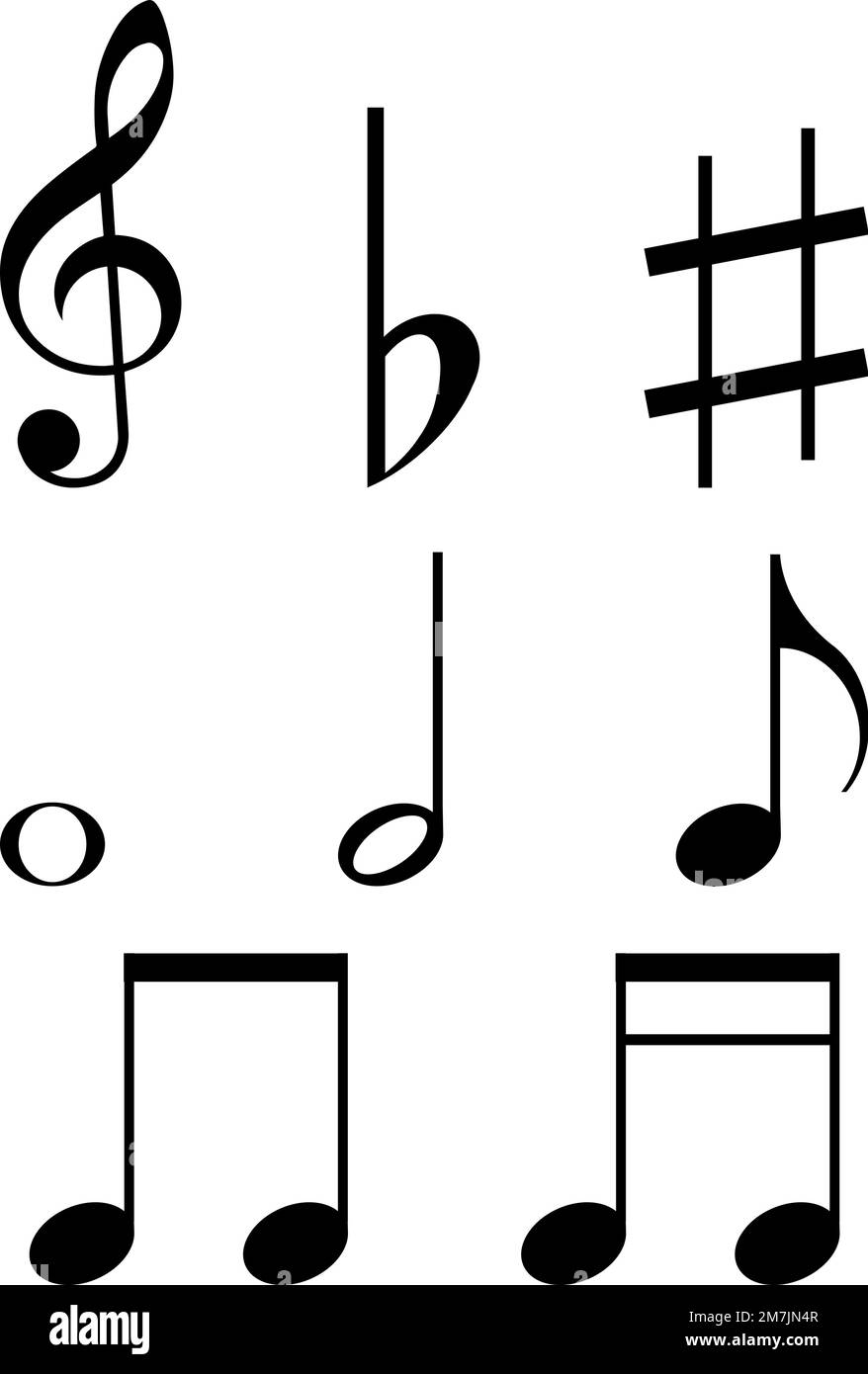 Set of music notes isolated on white background. Vector illustration ...