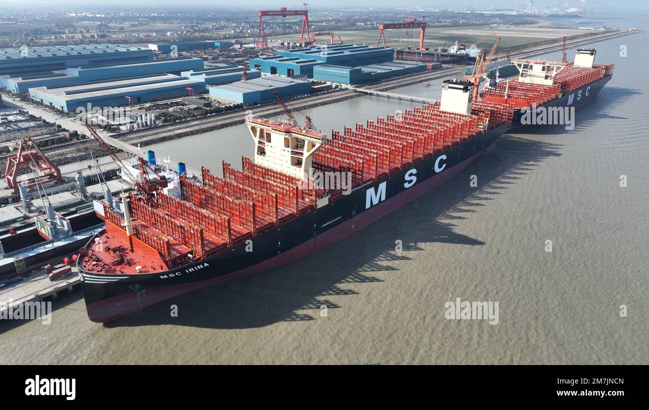 SUZHOU, CHINA - JANUARY 10, 2023 - Several completed ships are ...
