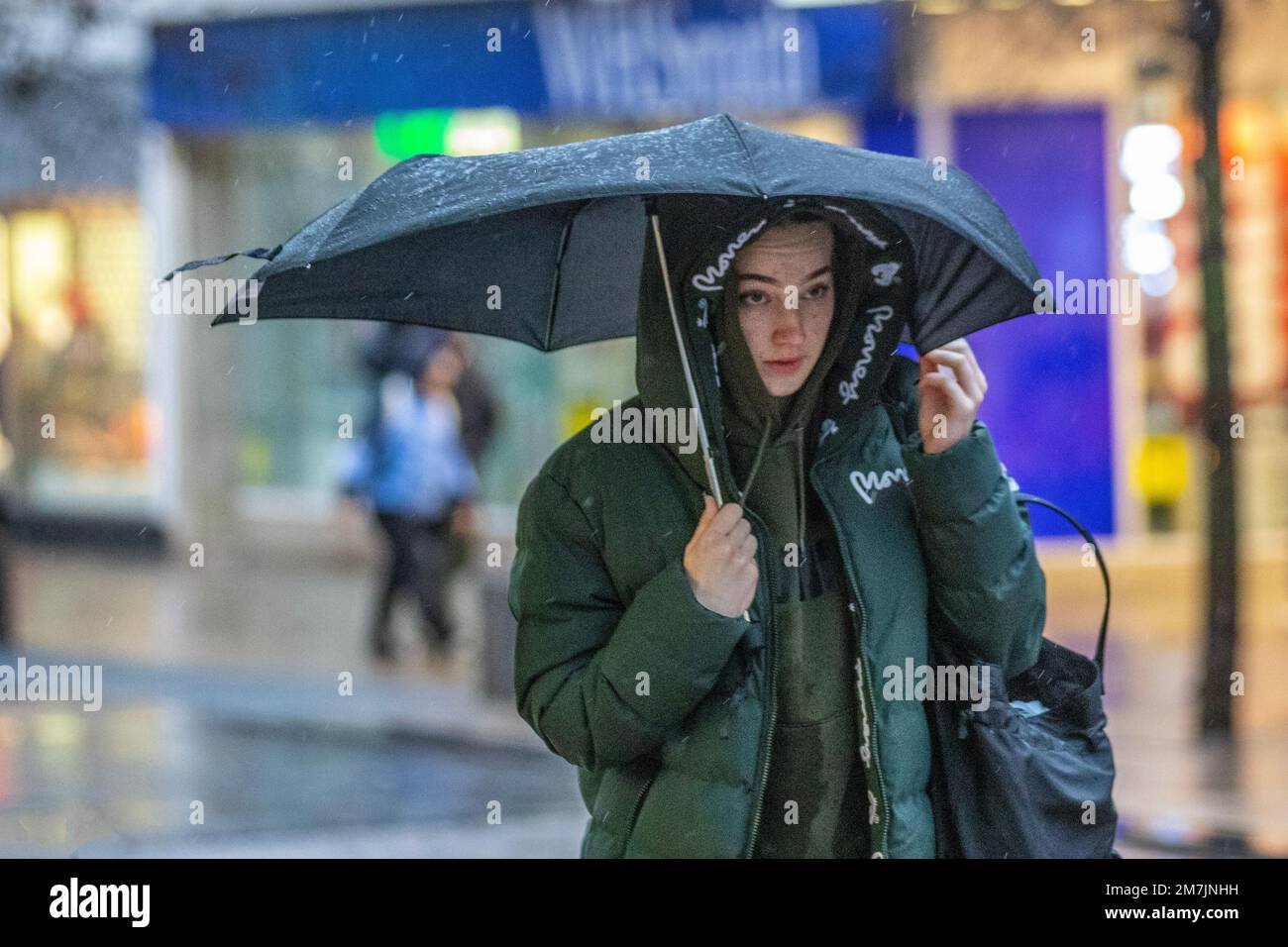 Preston, Lancashire. UK Weather 10 Jan 2023. Strong winds and heavy ...