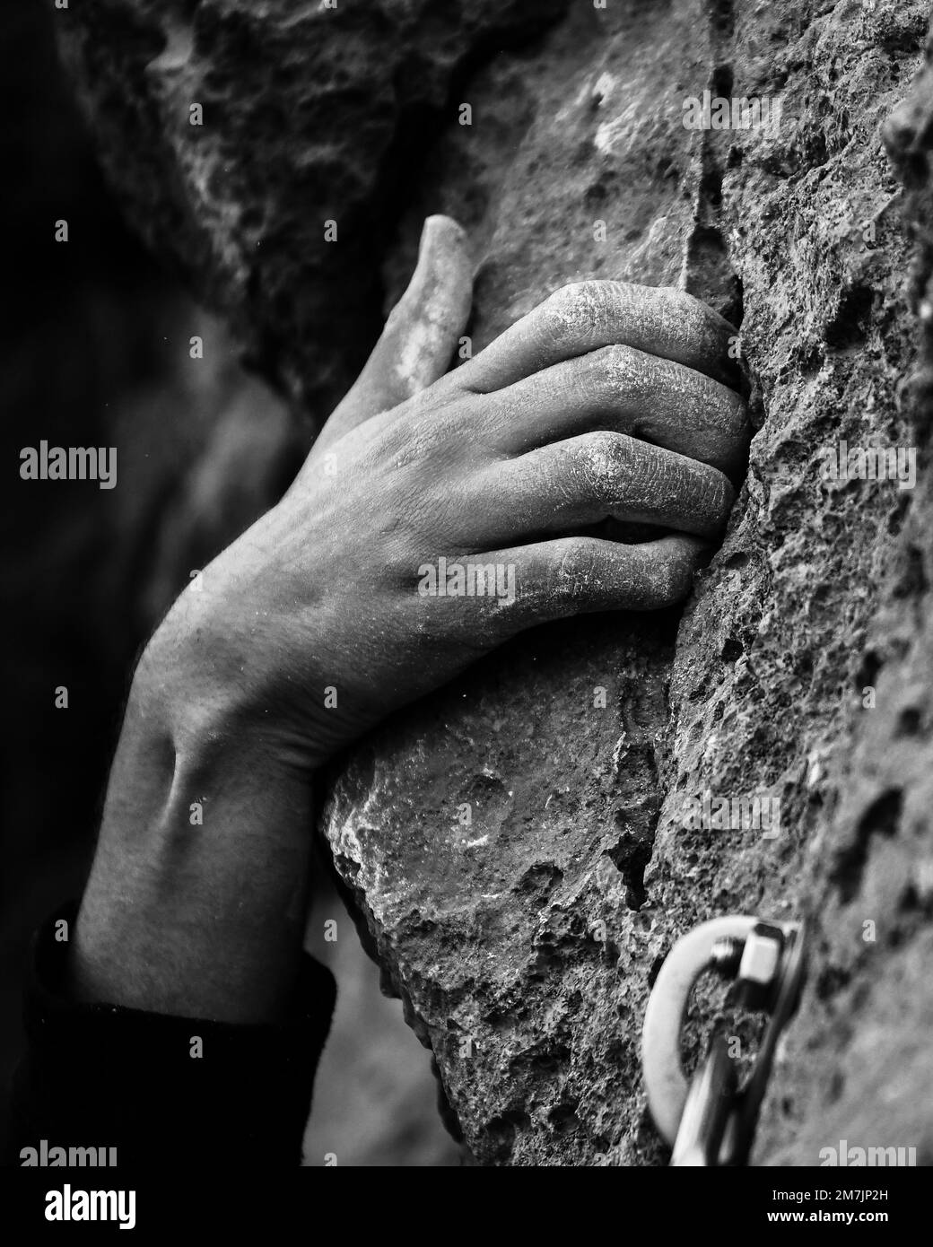 Rock climber mountain climbing Black and White Stock Photos & Images ...