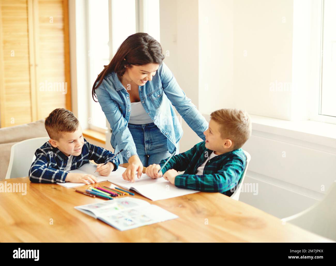 homework teaching education mother children son familiy childhood child ...