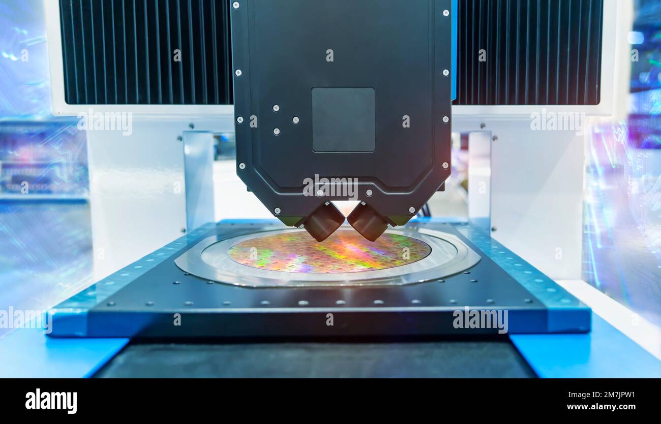 silicone wafer under the microscope,integrated circuits to manufacture ...