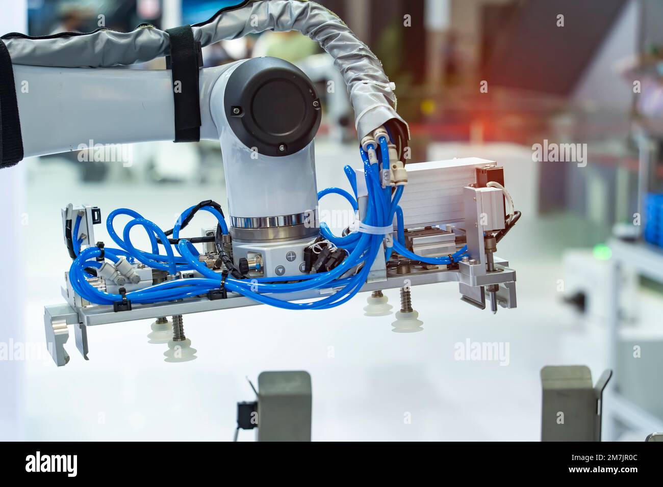 robotic pneumatic piston sucker unit on industrial machine,automation ...