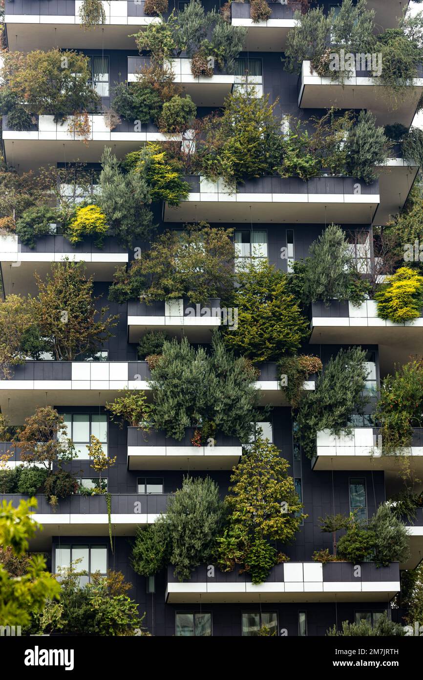 Bosco Verticale, Vertical Forest building, Milan, Italy, lush greenery ...