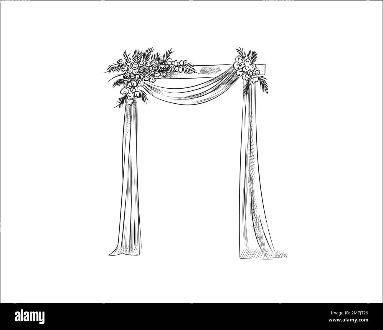 Hand-drawn sketch of the decorated arch for wedding ceremony vector ...