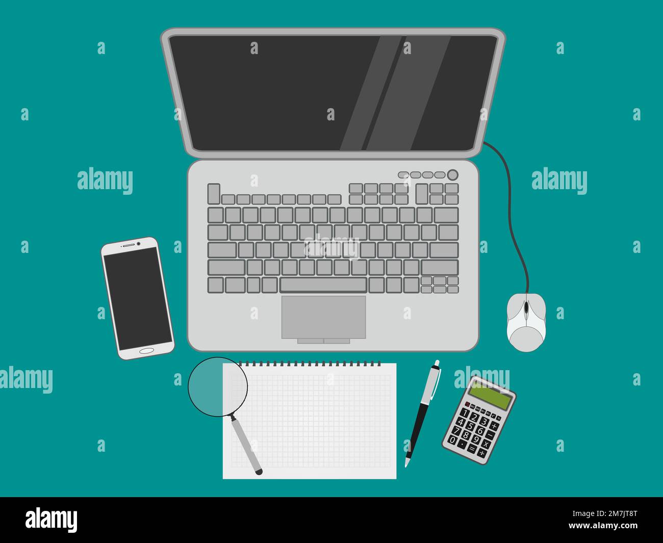 Calculator laptop hands paper Stock Vector Images - Alamy