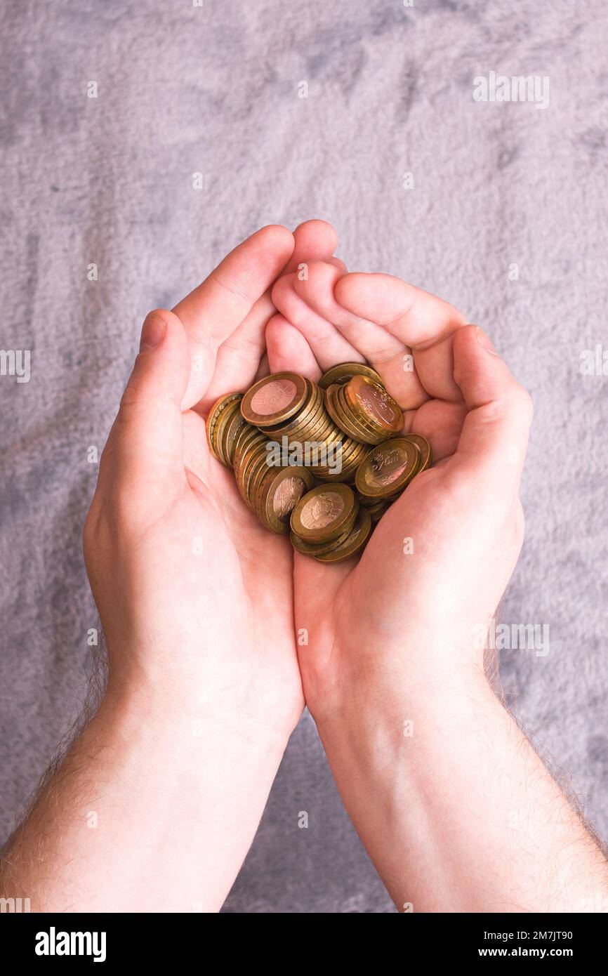 Hand palms silver hi-res stock photography and images - Alamy