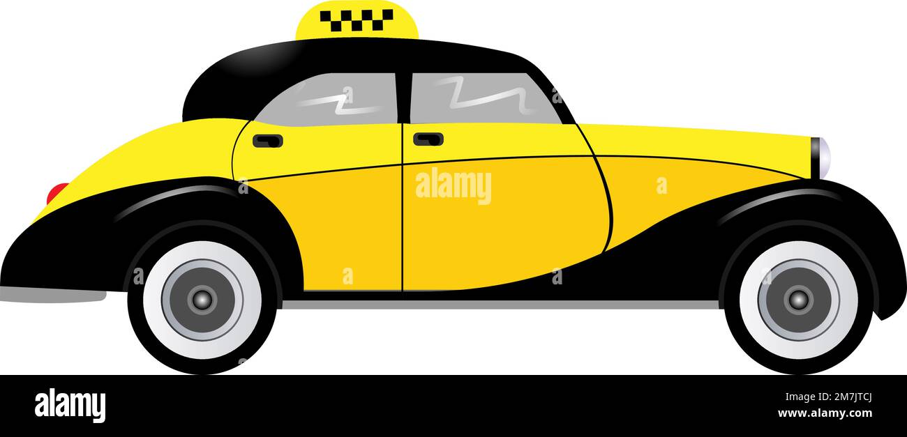 retro car taxi isolated on white background. Vector illustration. Eps ...