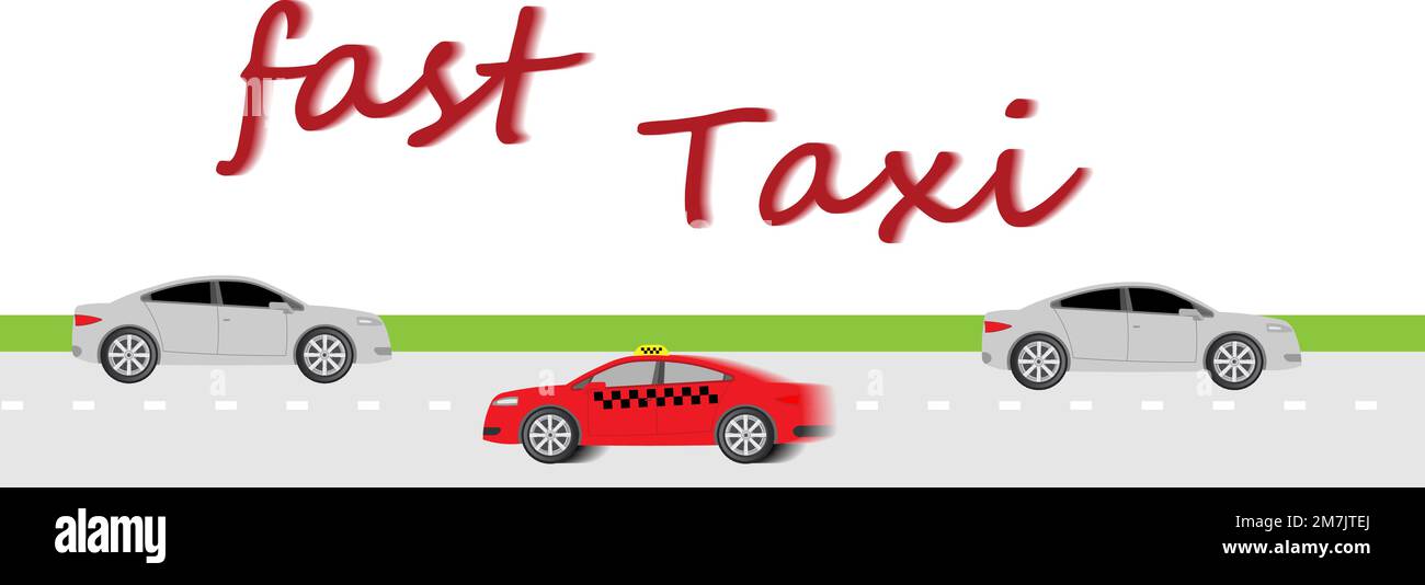 Taxi rides on the road Vector illustration. Eps 10 Stock Vector Image ...