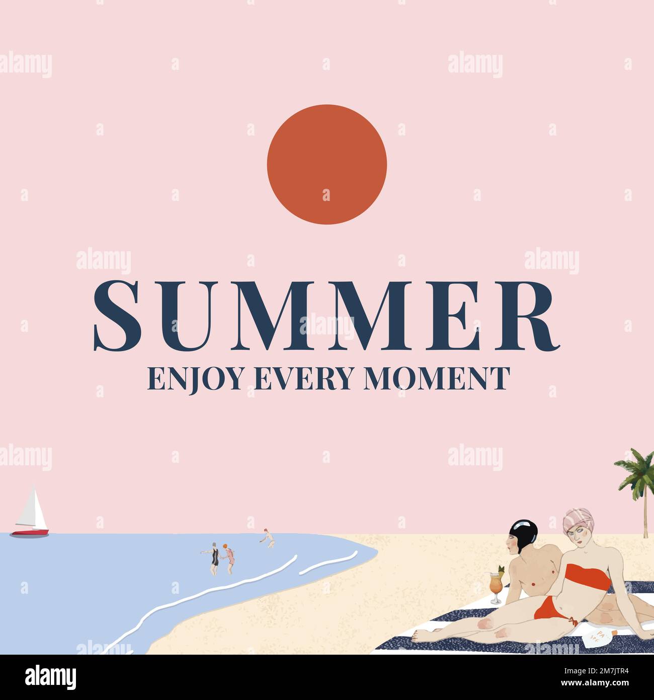 Social media post template vector with people sunbathing, remixed from ...