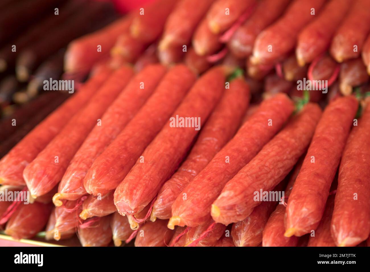 Chinese sausages for sale in Singapore Chinatown. Chinese Sausage has a ...