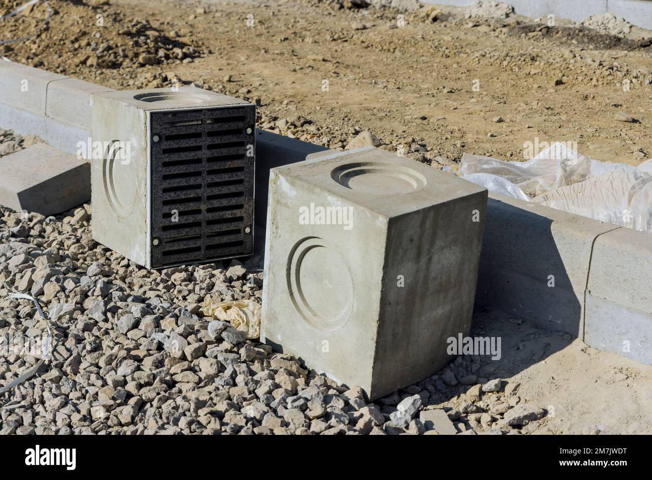 Construction road on concrete base as part of laying installation of ...