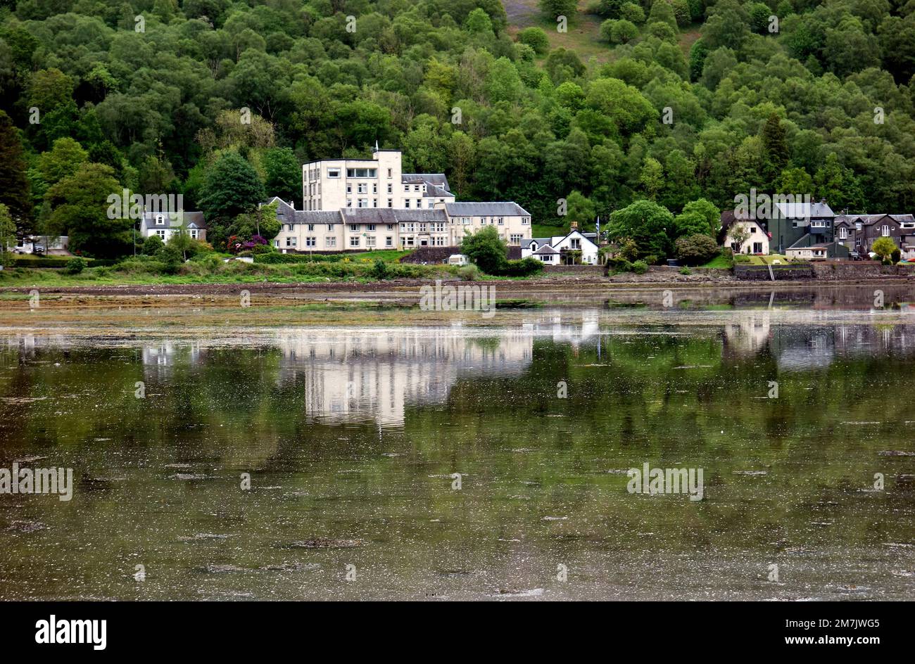 Reflections of the Loch Long Hotel in Arrochar from the Car Park for ...