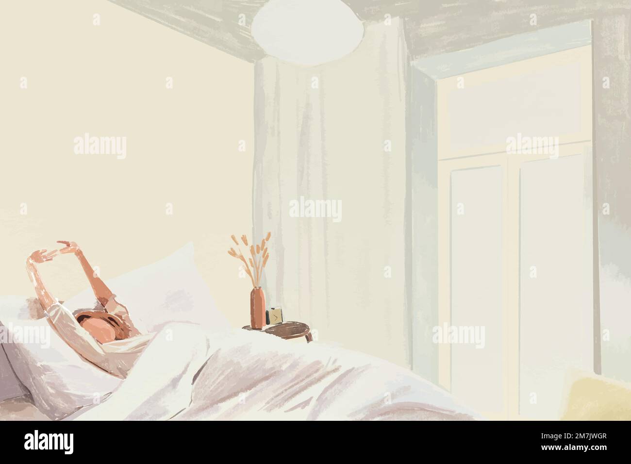 Morning time background vector color pencil illustration Stock Vector ...