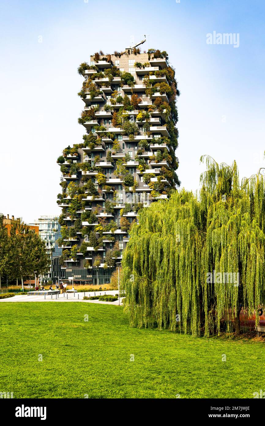 Bosco Verticale, Vertical Forest building, Milan, Italy, lush greenery ...