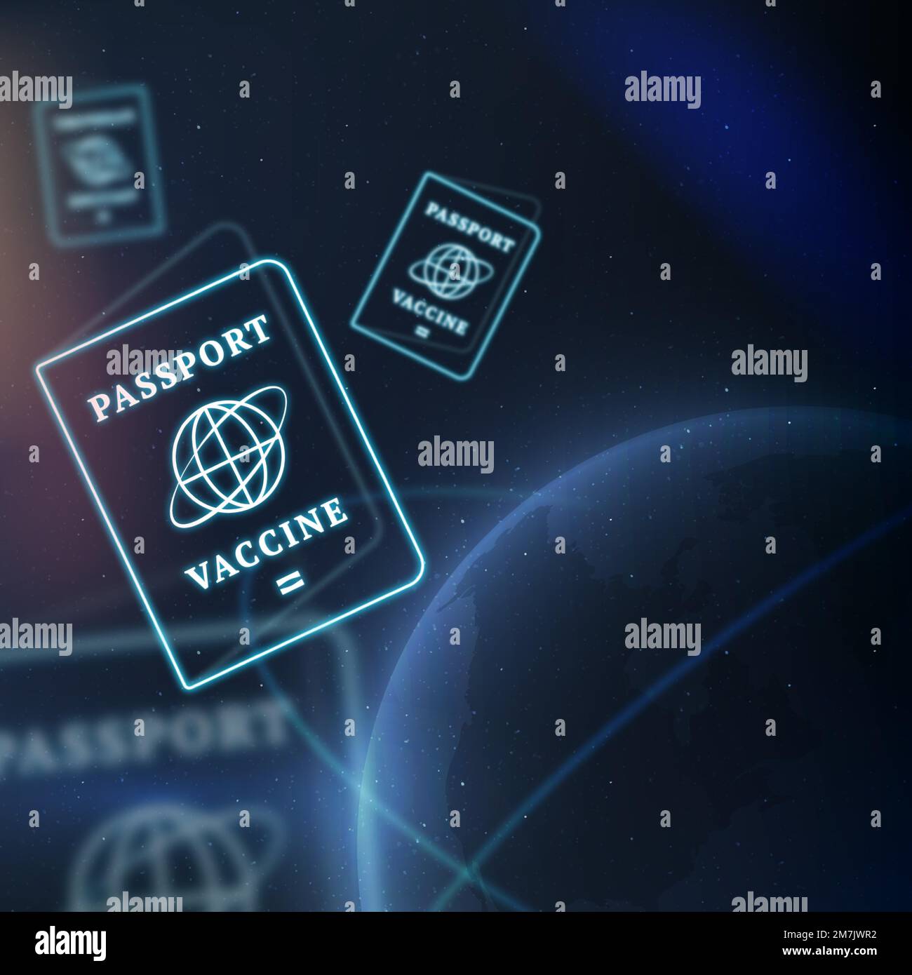 Covid-19 vaccine passport border vector smart technology background in ...