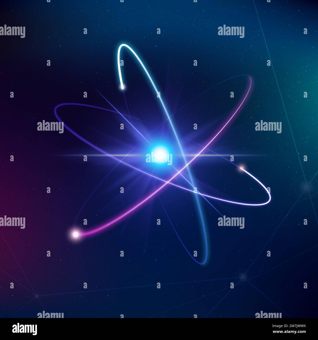 Atom science biotechnology purple vector neon graphic Stock Vector ...