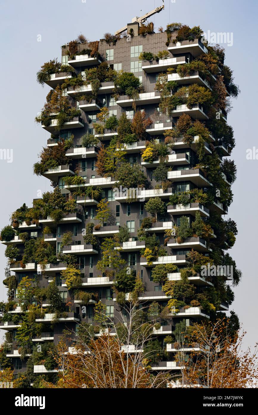 Bosco Verticale, Vertical Forest building, Milan, Italy, lush greenery ...