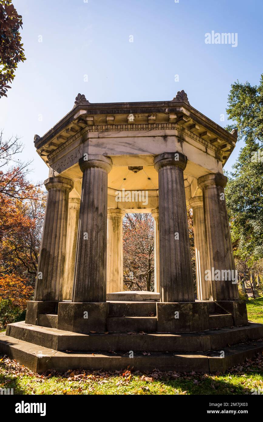 Neo-classical round pavilion, Oak Hill Cemetery, a historic cemetery in ...