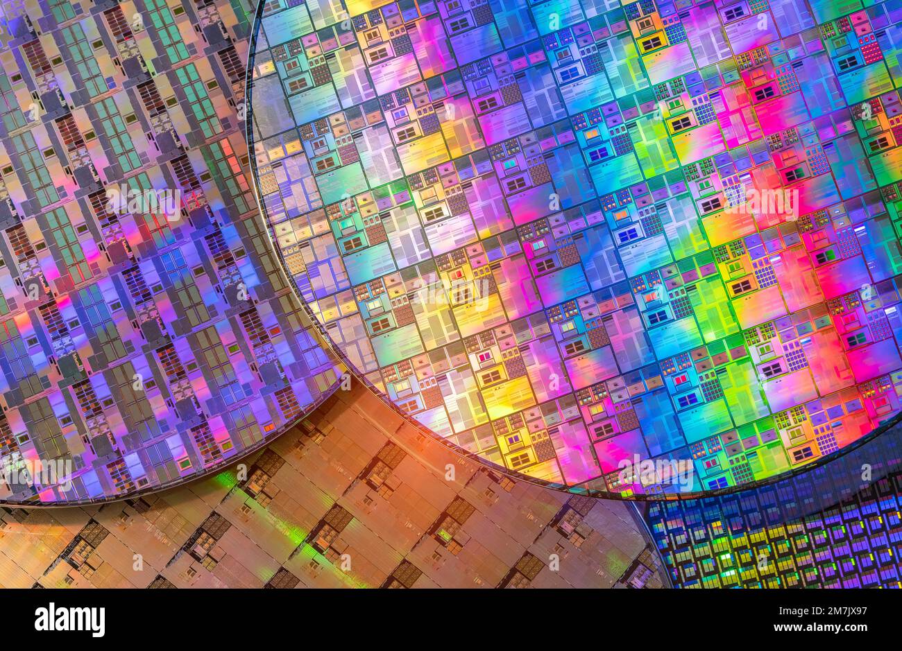 Silicon monocrystalline wafer with microchips manufacturing used in ...