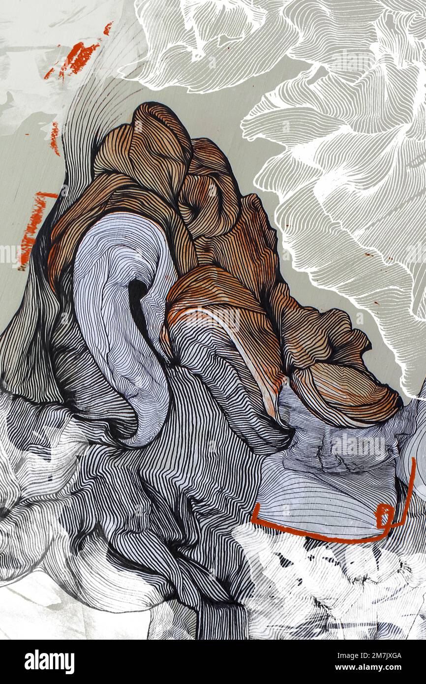 Line art abstract illustration of a snail surviving as an animal Stock ...