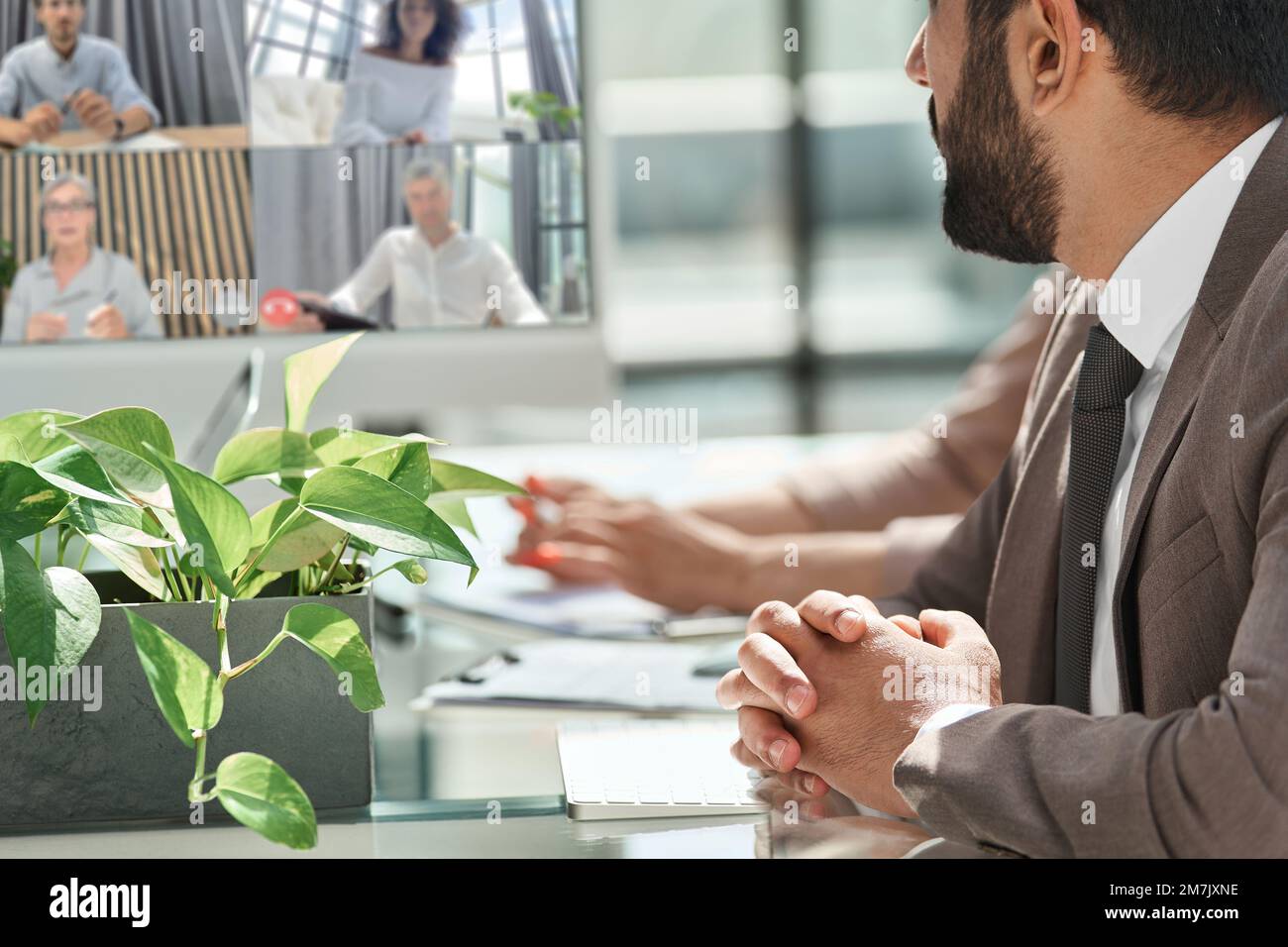 business colleagues sitting at the office desk. close-up Stock Photo ...