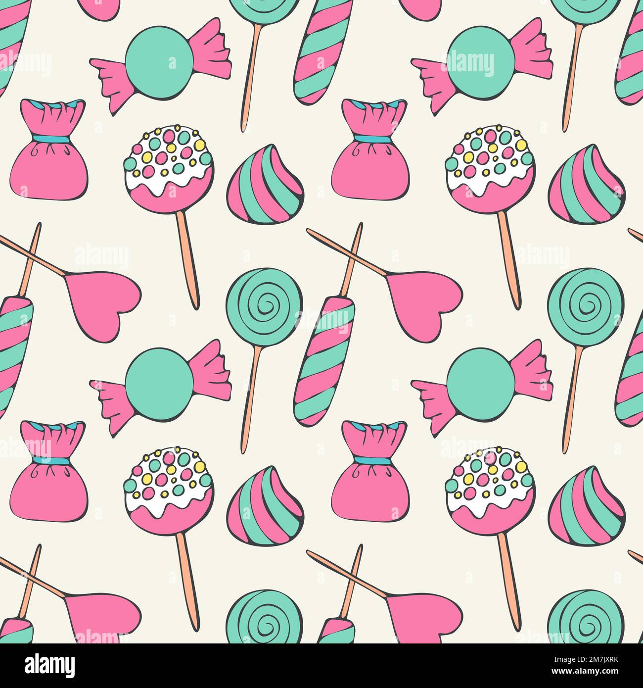 Candies doodle pattern seamless background. Hand drawn doodle sketch. Vector illustration Stock ...
