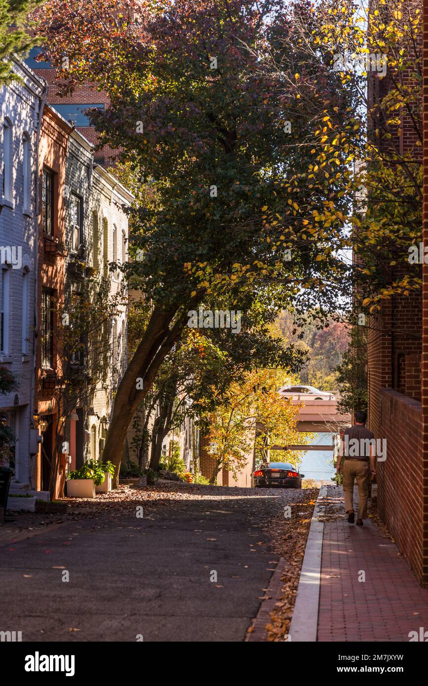 Cute street in Georgetown, a historic neighbourhood, and commercial and ...
