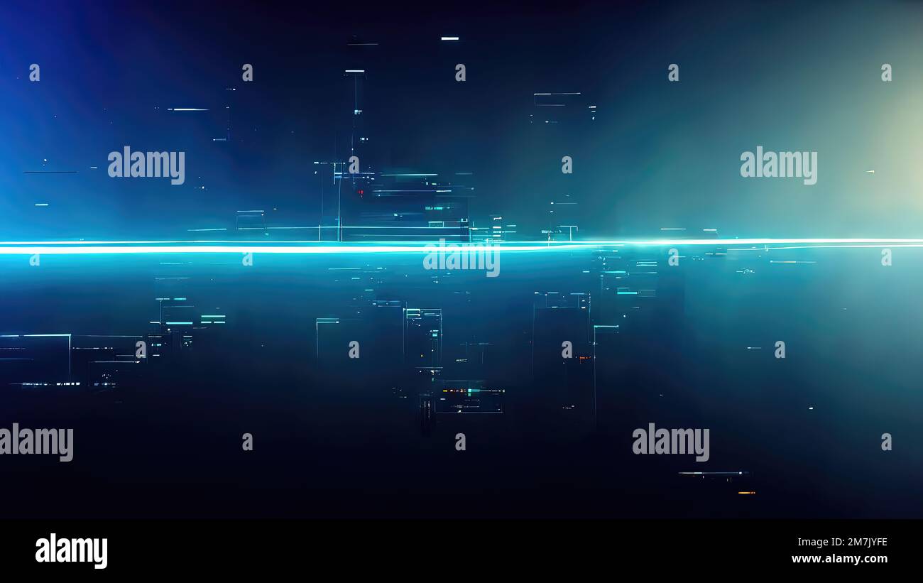 Blue and black gradient futuristic Sci Fi horizontal lines mechanical ...