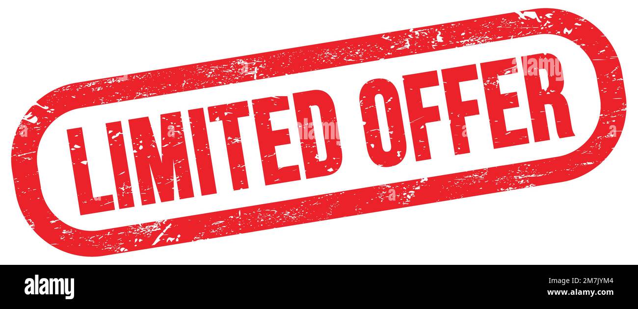 LIMITED OFFER, text on red rectangle stamp sign Stock Photo - Alamy