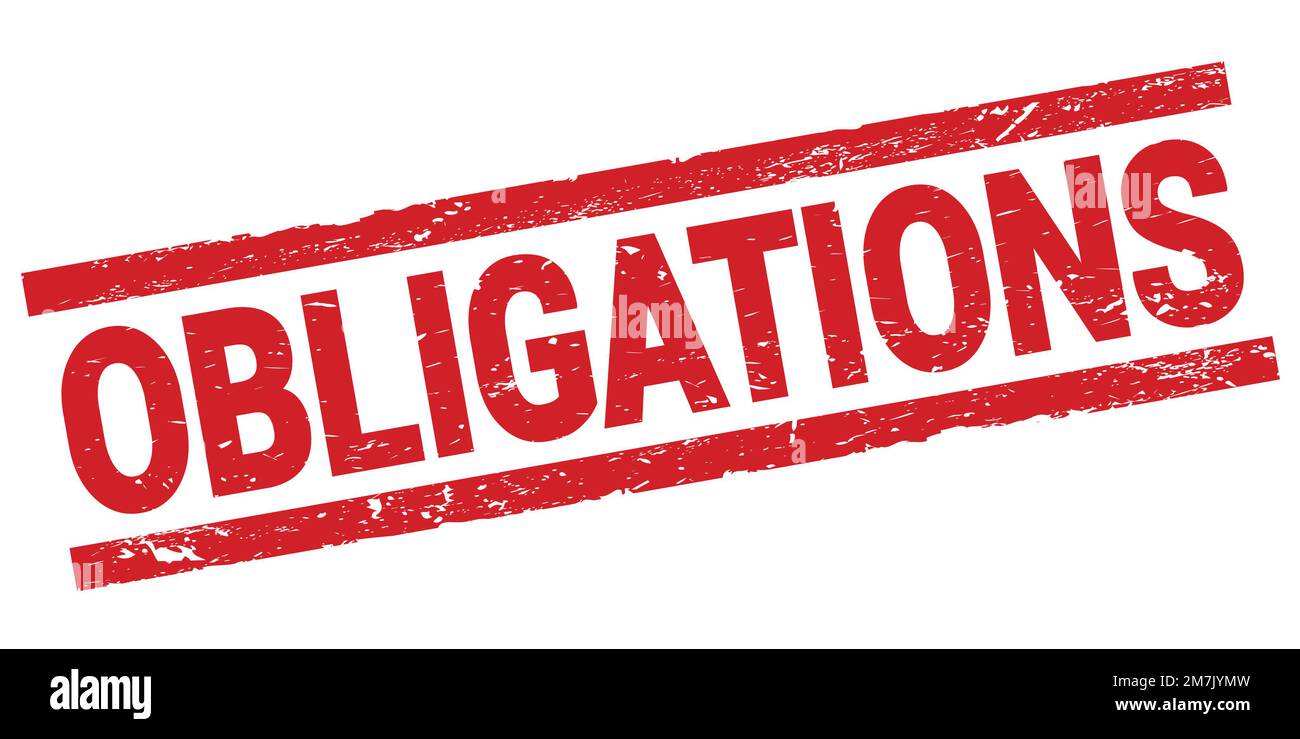 OBLIGATIONS text written on red rectangle stamp sign Stock Photo - Alamy